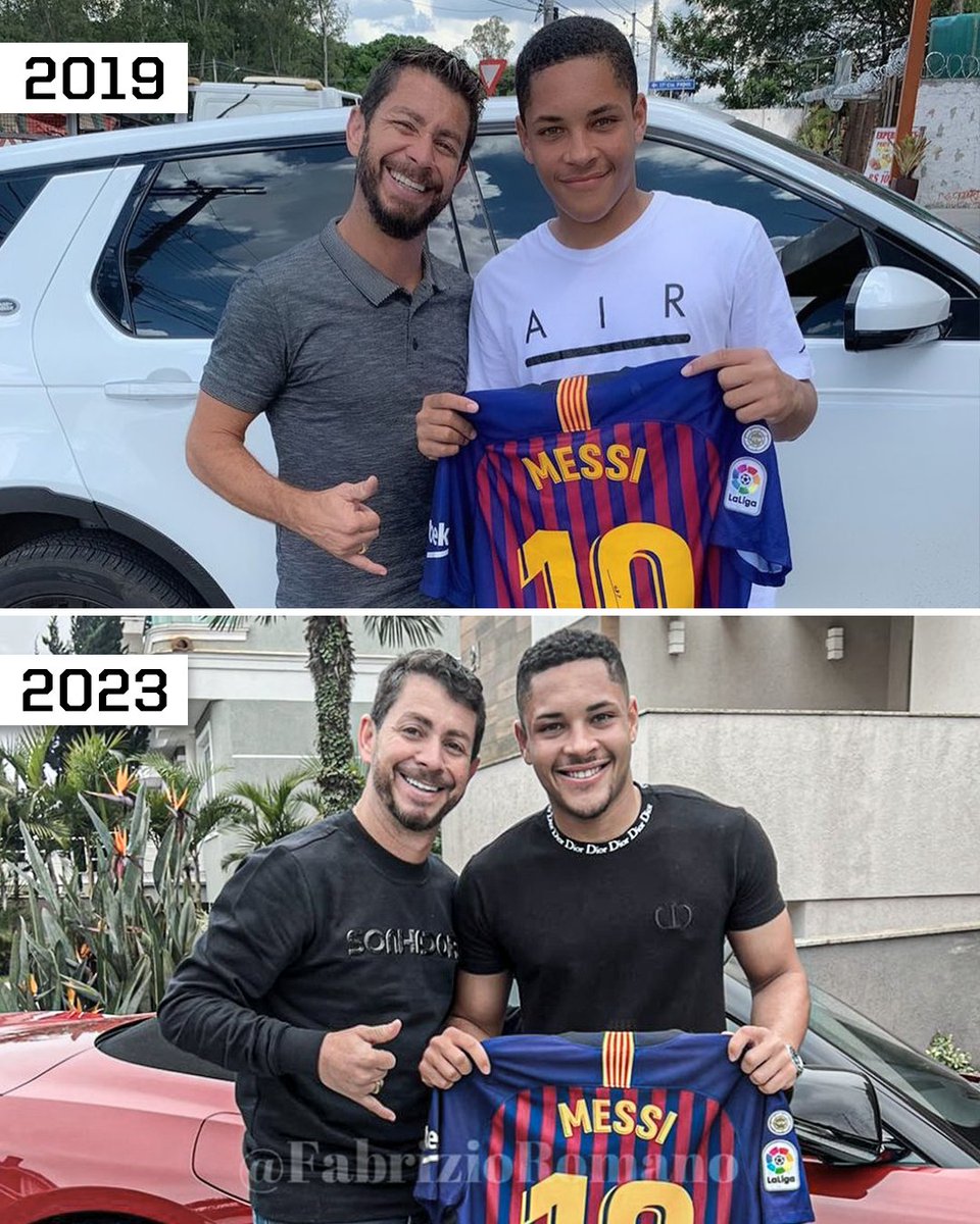 Vitor Roque recreated this photo from 2019 with his agent, Ehler Pessoa ...