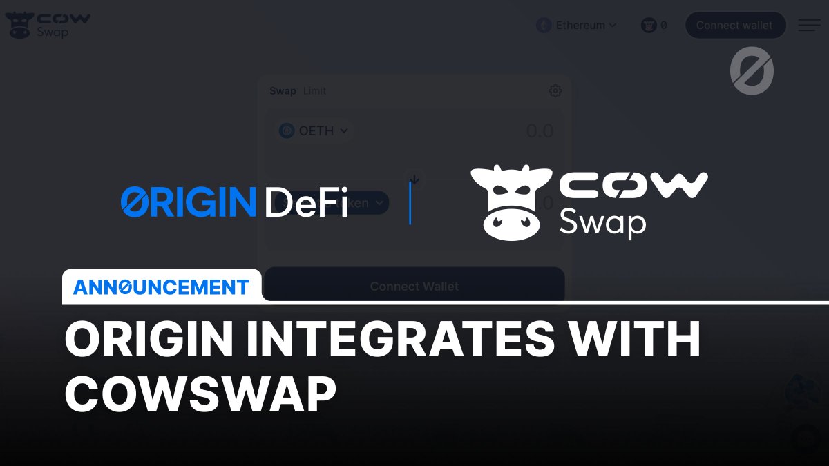 CoW Swap | Better than the best prices on Twitter: "RT @OriginDeFi: $OETH is now part of the CoW ...