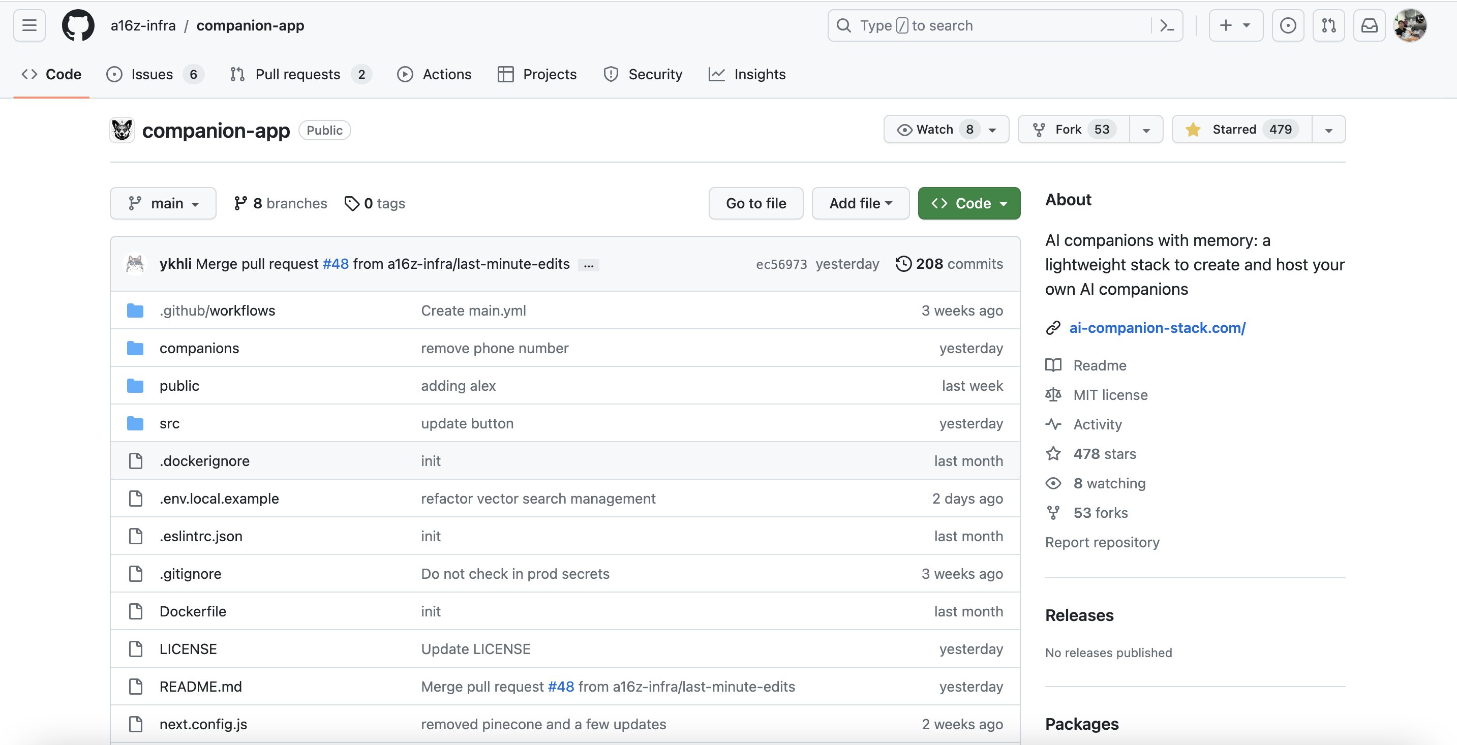 Emmet Halm on Twitter: "a16z just released a massive open-source companion AI repo on GitHub ...