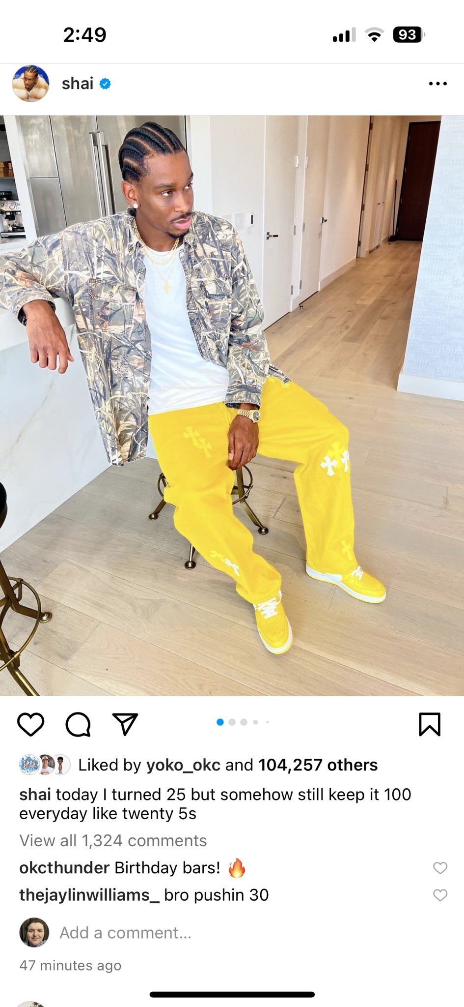 Rylan Stiles on Twitter: "Jaylin Williams on Shai Gilgeous-Alexander’s Instagram post “bro ...