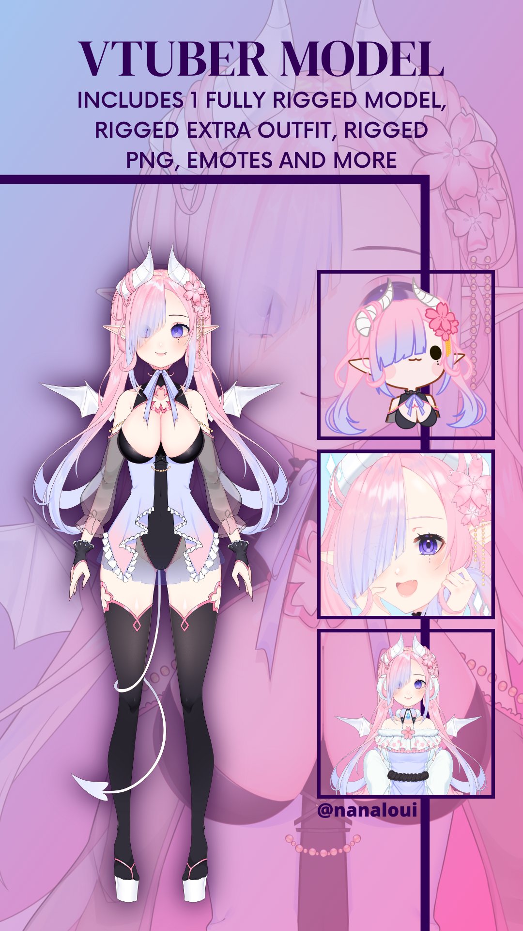 nanaloui 🌸」Kyu💔Kura on Twitter: "♡ VTUBER MODEL SALE ♡ Includes: 1 Fully Rigged Model, Rigged ...
