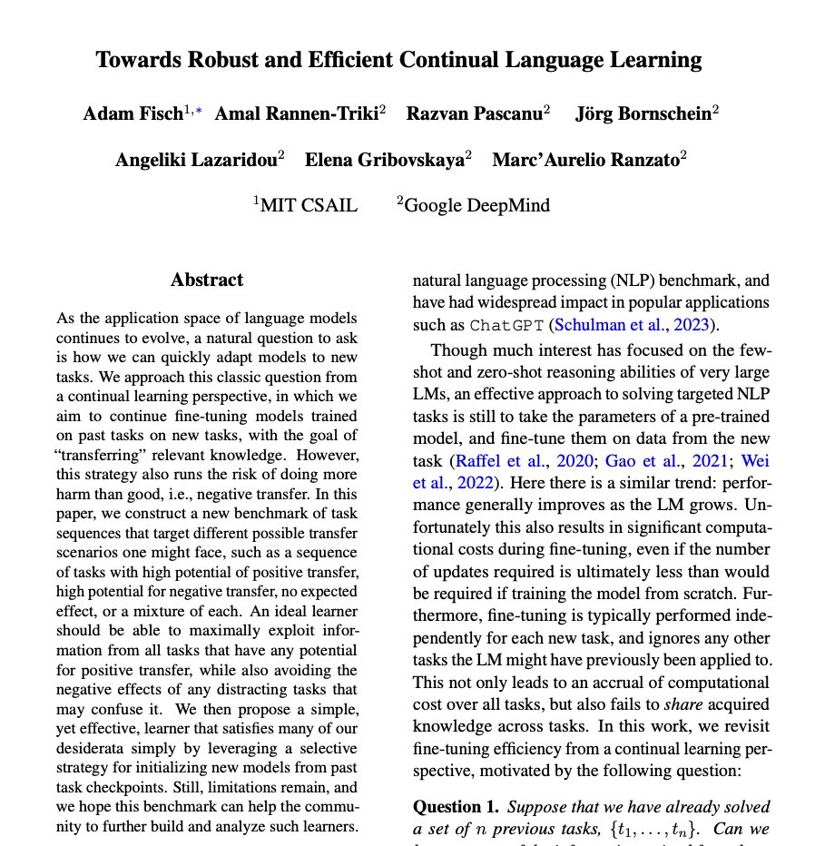 AK on Twitter: "Towards Robust and Efficient Continual Language Learning paper page: https://t ...