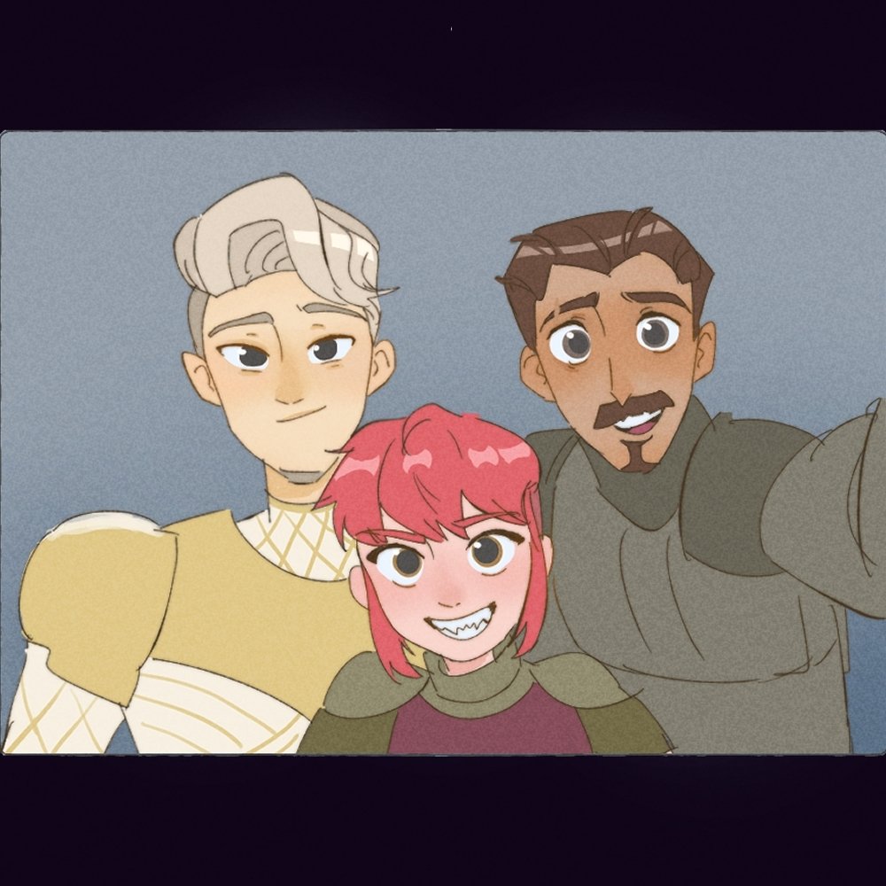 鮮奶 on Twitter: "ah yes it's about time to draw the gay couple and their punk kid #Nimona # ...