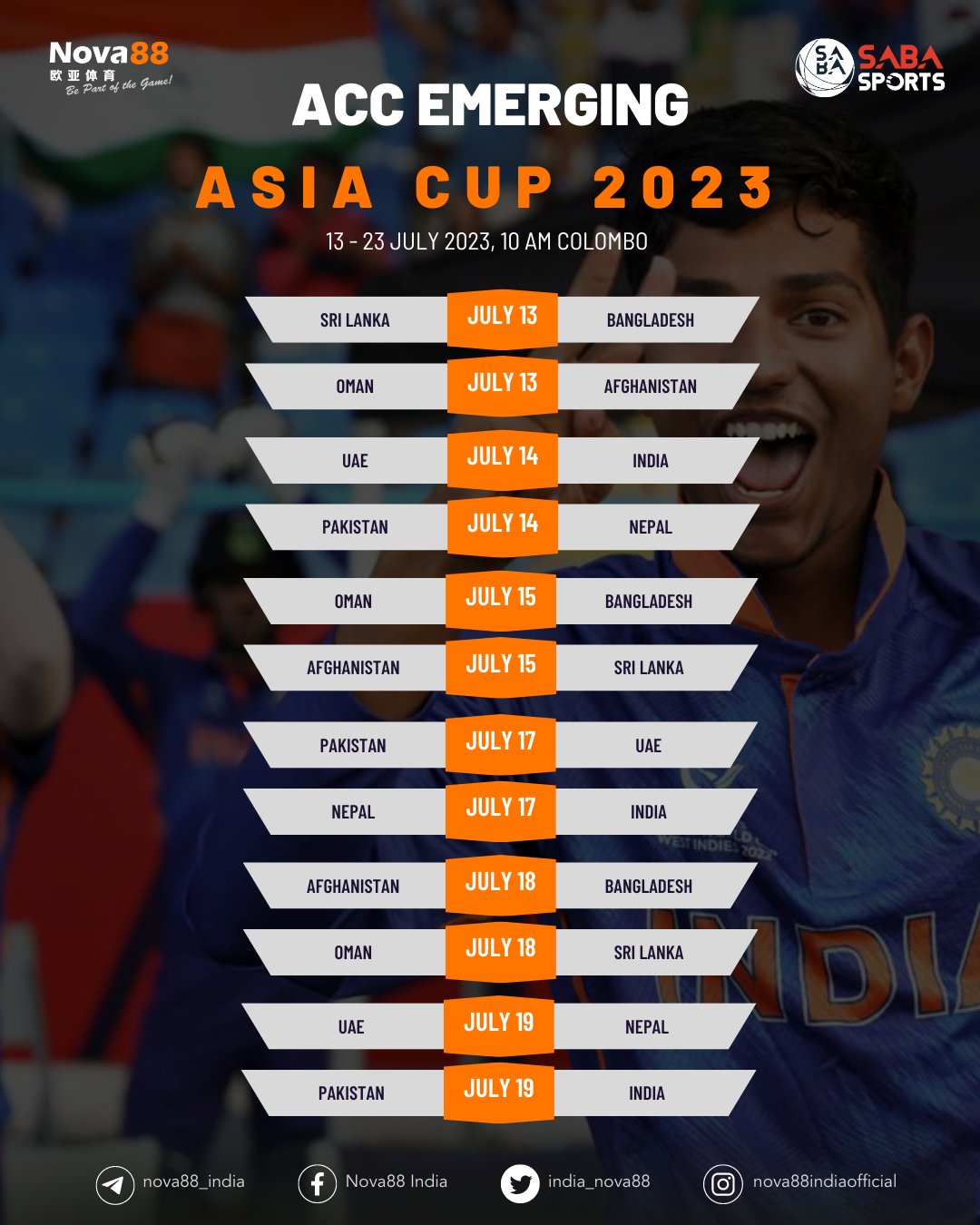 nova88indiaofficial on Twitter: "🌟🏏 The ACC Emerging Teams Asia Cup 2023 is back in action ...