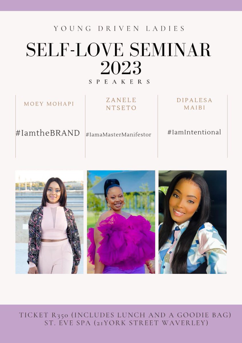 IG: ChulayoK 🌸 on Twitter: "RT @Zar_Ntseto: Hey Bloemies🥰🤩 Young Driven ladies is hosting a self ...