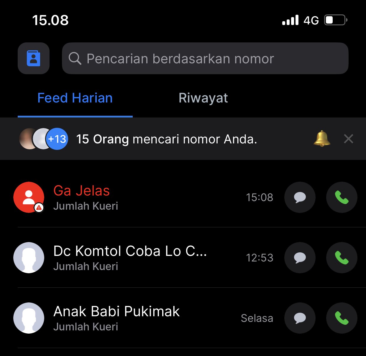 adip. on Twitter: "gue 3x di telp orang dengan nomor yang berbeda beda, setiap cek getcon selalu ...
