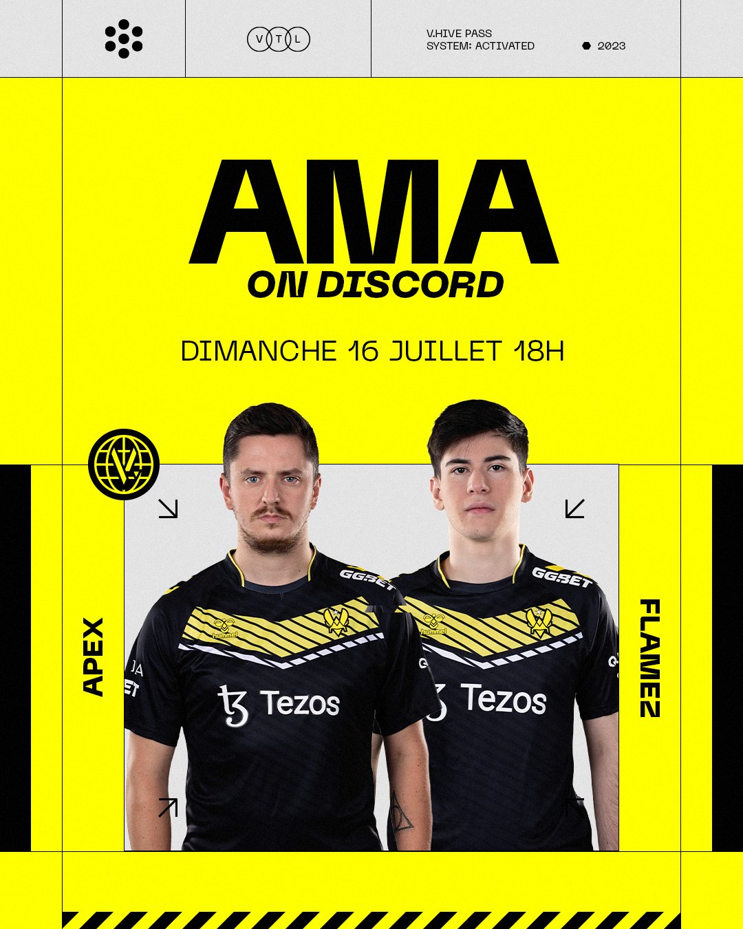 Vitality Hive 🐝 on Twitter: "Exclusive AMA with flameZ and apEX - 16/07 at 6pm 💛 🚨 Only ...