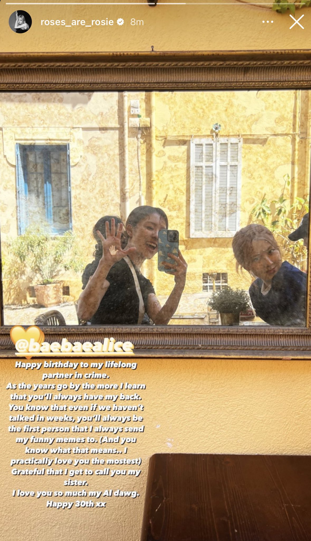 HÉRSTORY on Twitter: "ROSÉ IG STORY 🥰🤍 "Happy birthday to my lifelong partner in crime. As the ...