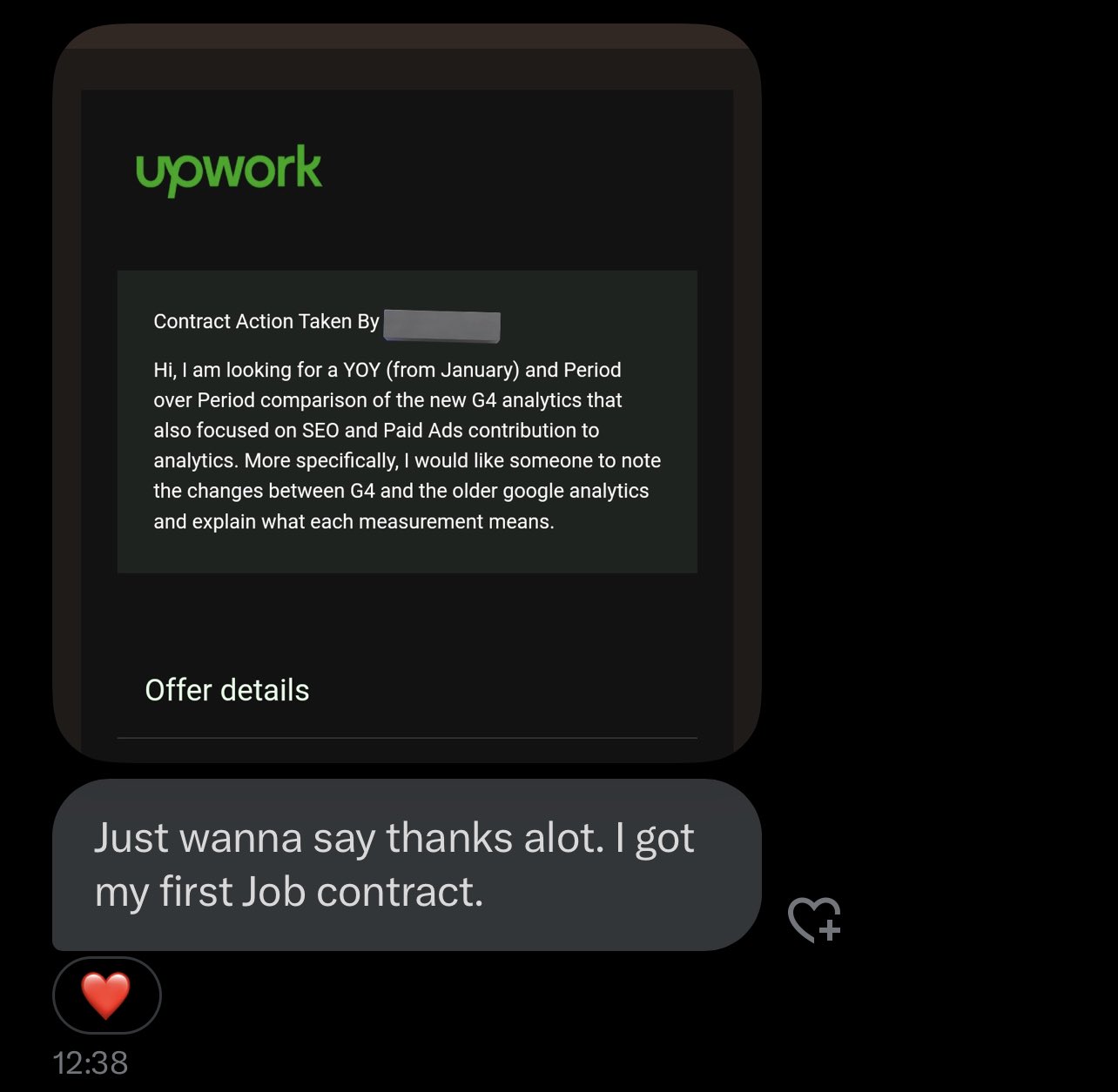 Oliver | The Upwork Guy on Twitter: "DMs like these make my day 🫡 Getting your first Upwork gig ...
