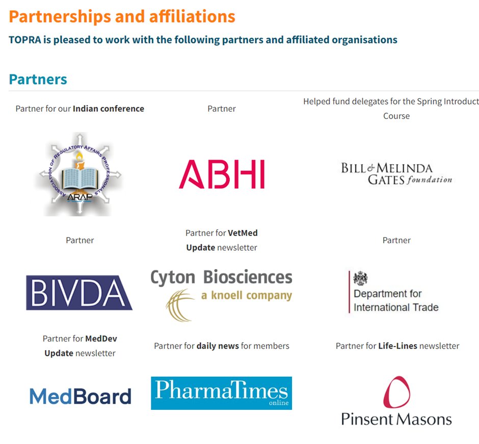 He is also a member of The Institute for Regulatory Affairs - 'TOPRA is the professional ...