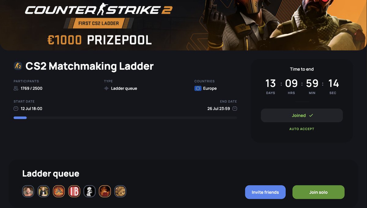 Esportal on Twitter: "3 more players needed in the CS2 Matchmaking Ladder que on Esportal!🔥 Got ...
