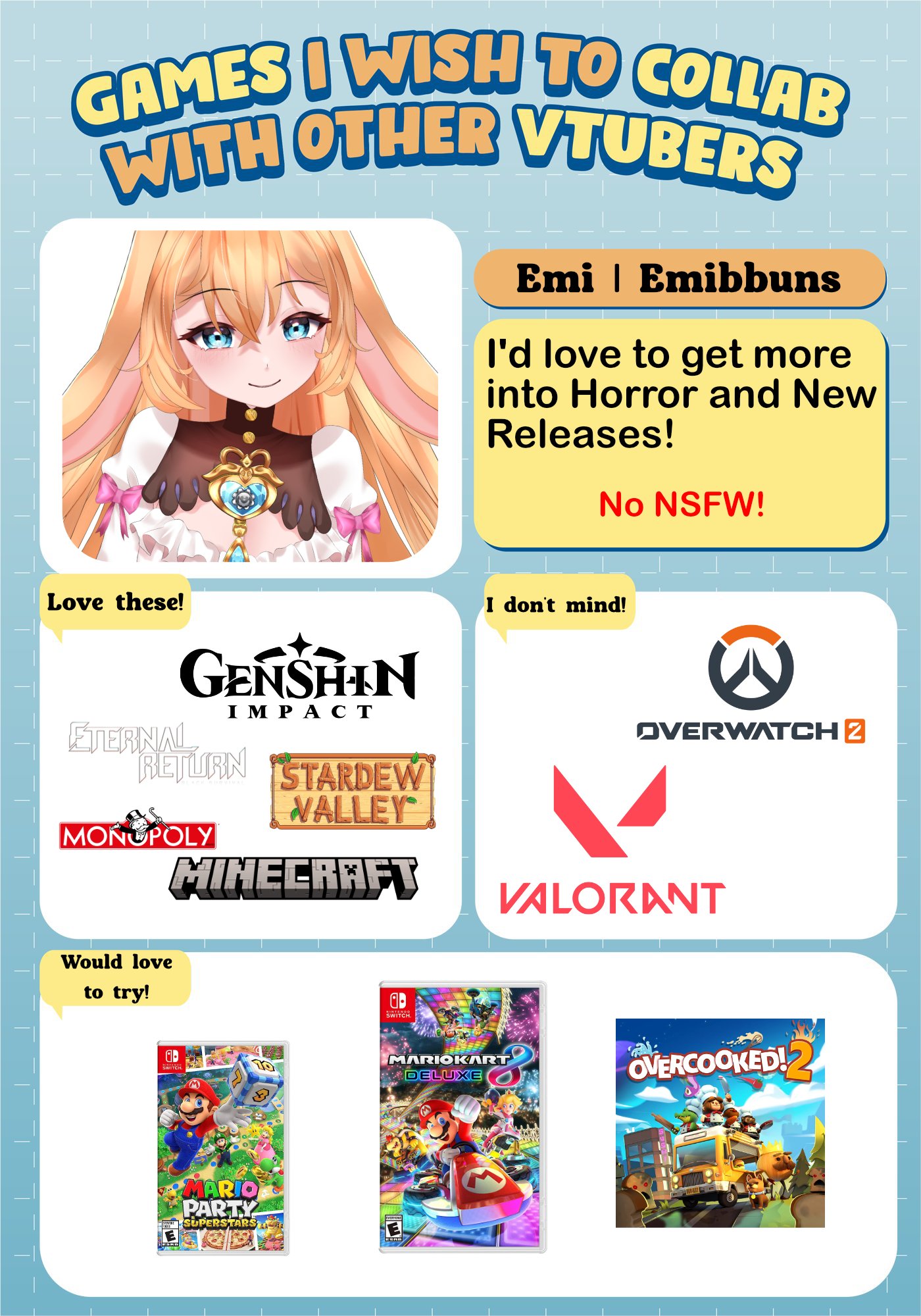 Emi ♡ Bunny VTuber ⋆ ˚｡⋆୨୧˚ on Twitter: "If your a fellow VTuber, I'd love to play some games ...