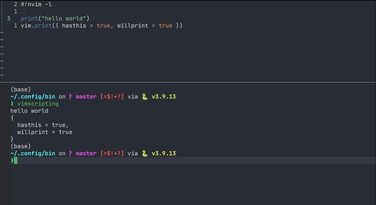 teej dv 🔭 on Twitter: "finally, true vim scripting (notice, shebang and just calling the script ...
