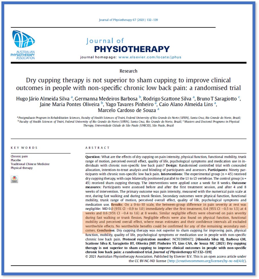 Nick Tiller, Ph.D. on Twitter: "Here's one of the best (highest-quality) studies on #cupping ...