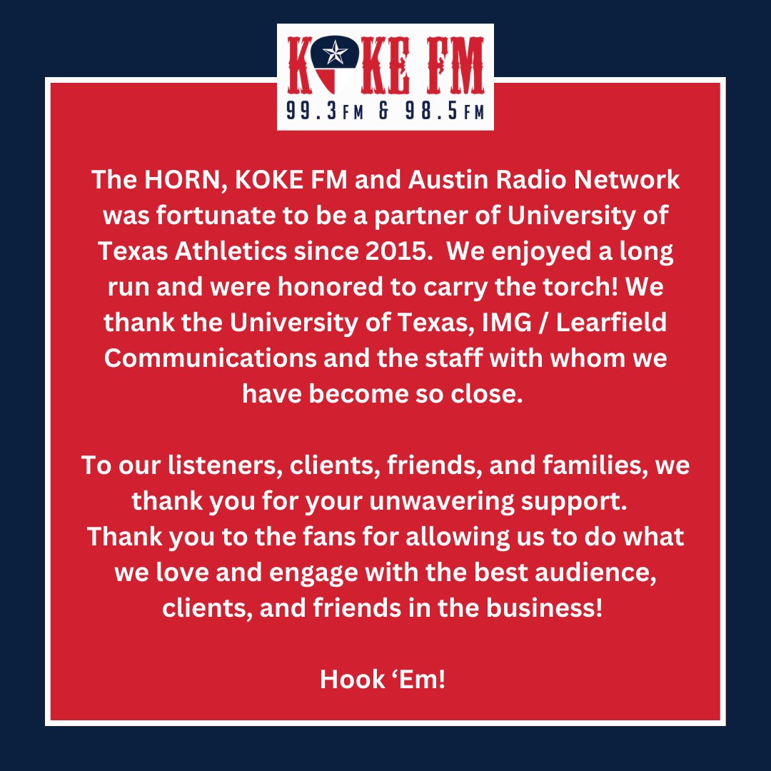 KOKE FM on Twitter: "The HORN, KOKE FM and Austin Radio Network was fortunate to be a partner of ...