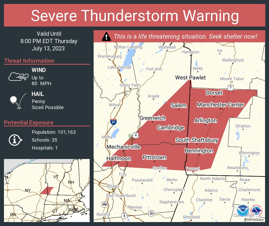 NWS Severe Tstorm on Twitter: "Severe Thunderstorm Warning including Bennington VT ...