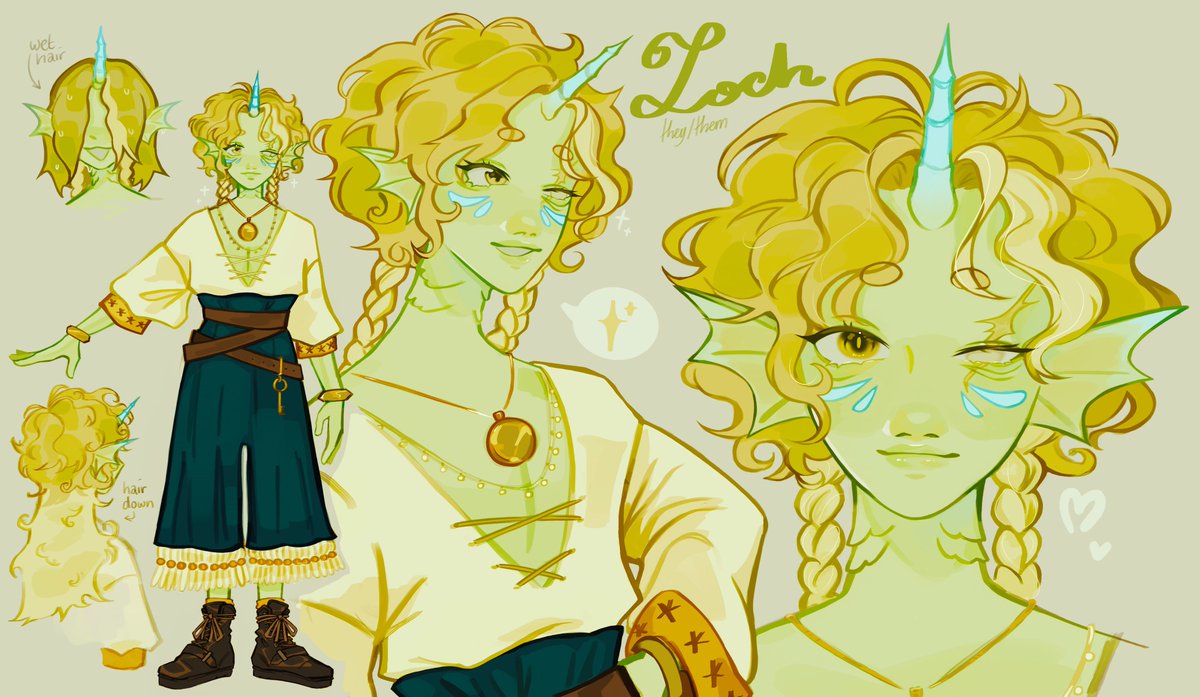 #dnd oc] my triton character, loch, for」|nini⁷ 🤍🪿のイラスト