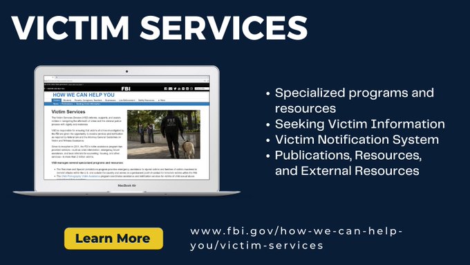 FBI Los Angeles on Twitter: "The #FBI Victim Services Division assists victims in navigating the ...