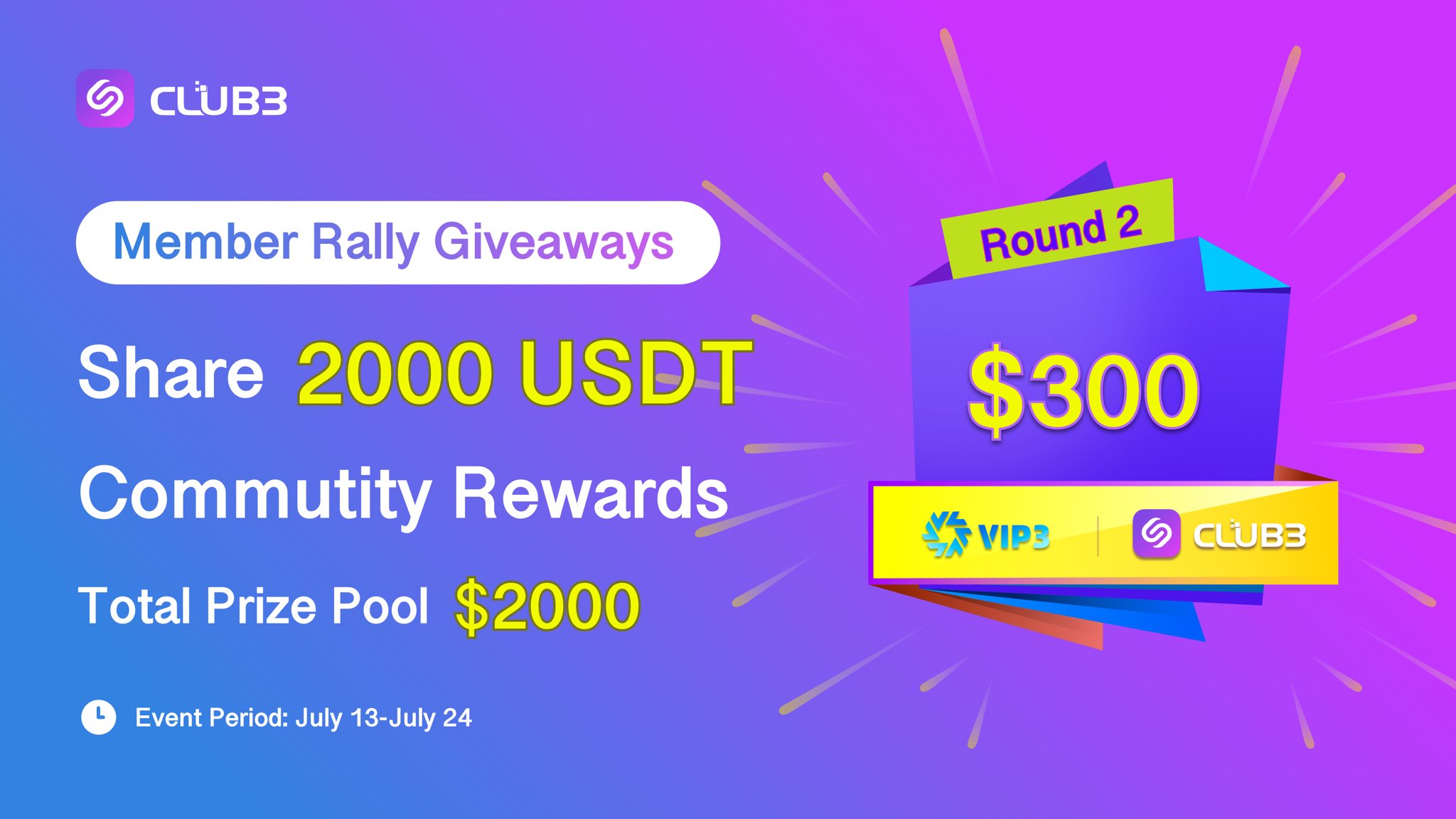 VIP3 on Twitter: "Come to share VIP3 @web3vip and CLUB3 @club3xyz’s $300 USDT prize pool! VIP3 ...