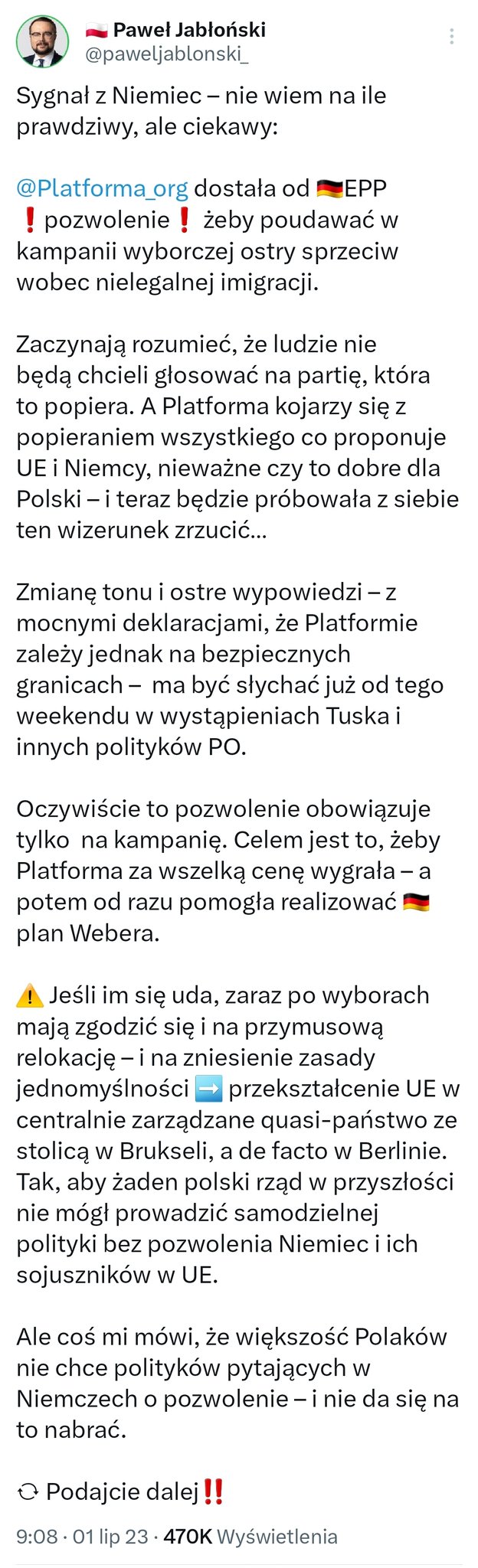 Samuel Pereira on Twitter: "Donald Tusk potwierdził wczorajsze informacje @paweljablonski ...