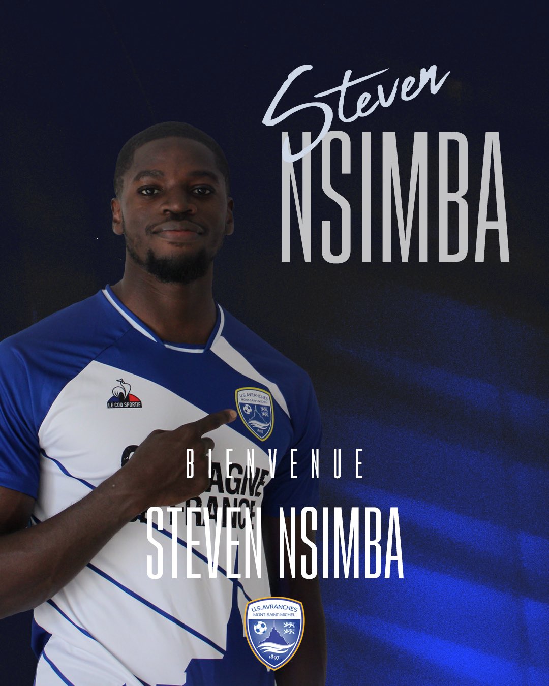 US Avranches MSM Officiel on Twitter: " ️ Nouvelle signature 🔵⚪️ 𝗦𝘁𝗲𝘃𝗲𝗻 𝗡𝘀𝗶𝗺𝗯𝗮, attaquant de 27 ...