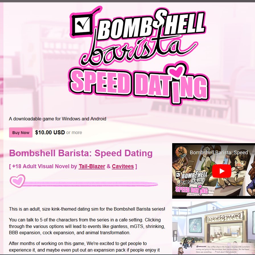 🔞 C A V I 🔞 on Twitter: "Bombshell Barista Speed Dating is now available on itchio~! https://t ...