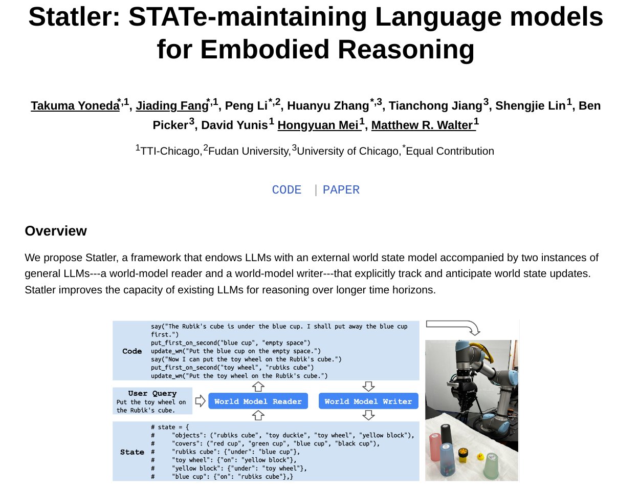 Aran Komatsuzaki on Twitter: "Statler: STATe-maintaining Language models for Embodied Reasoning ...