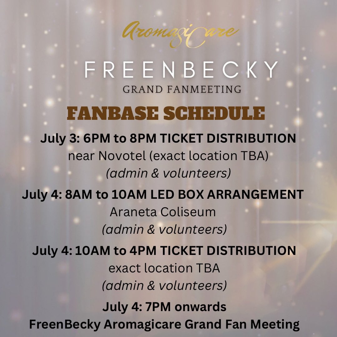 FreenBecky INTL Fanclub on Twitter: " FANBASE SCHEDULE for #FreenBeckyAromagicare Grand Fan Meet ...