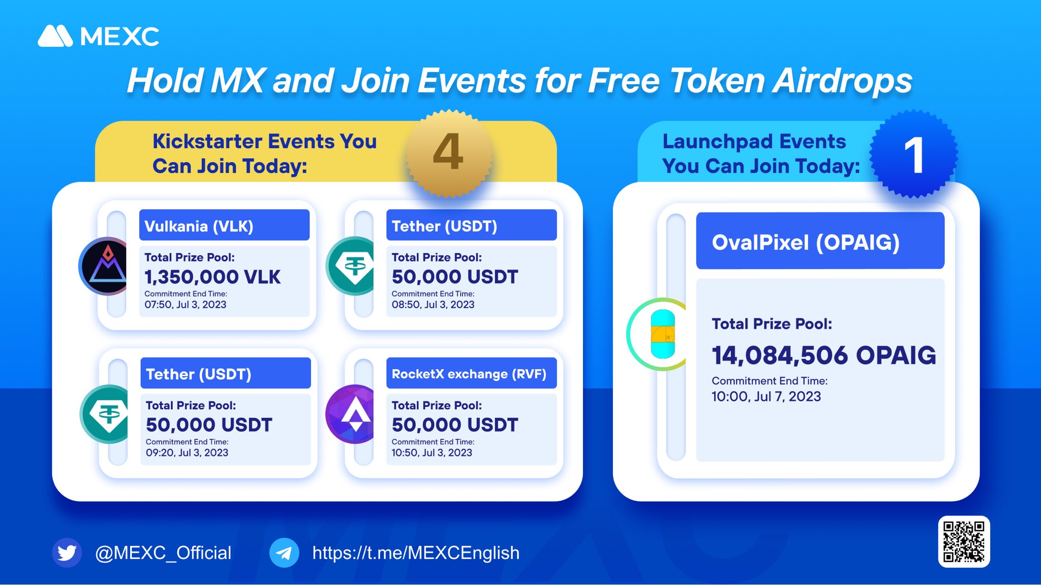 MEXC on Twitter: "Need some #airdrops? 🔹4 Kickstarters 🔹1 Launchpad Commit with $MX Now🔥 https ...