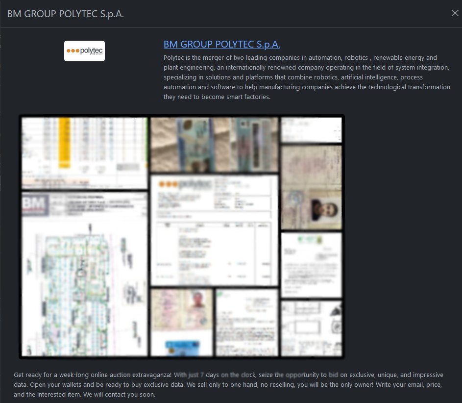 FalconFeedsio on Twitter: "Rhysida #ransomware group added BM GROUP POLYTEC S.p.A (https://t.co ...