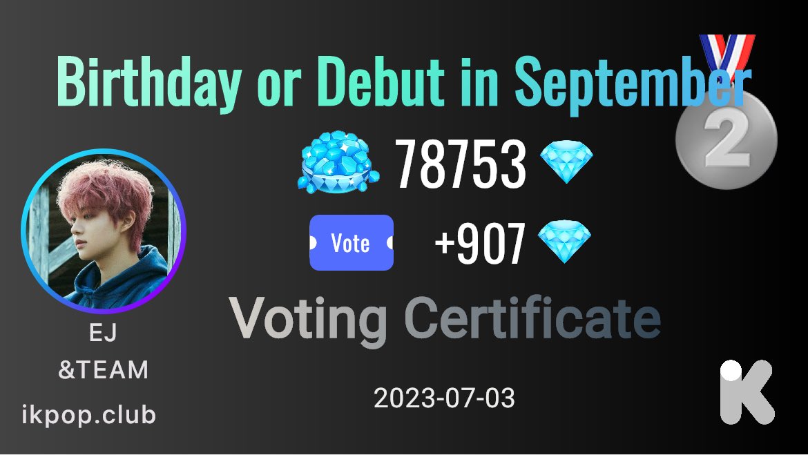 m&nみぃ on Twitter: "#ikpopでEJに投票しました！ 合計ダイヤモンドカウント：78753 ランク：2 うちの温かい愛されリーダーを微力ながら応援します📣 お誕生日の数字を ...