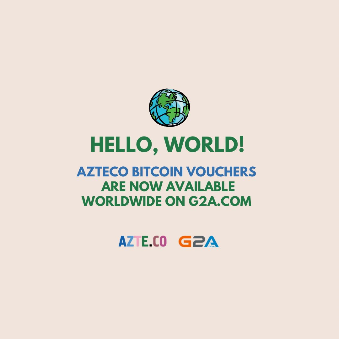 Azteco on Twitter: "🌎 You can now buy an Azteco bitcoin anywhere in the world from G2A. It takes ...