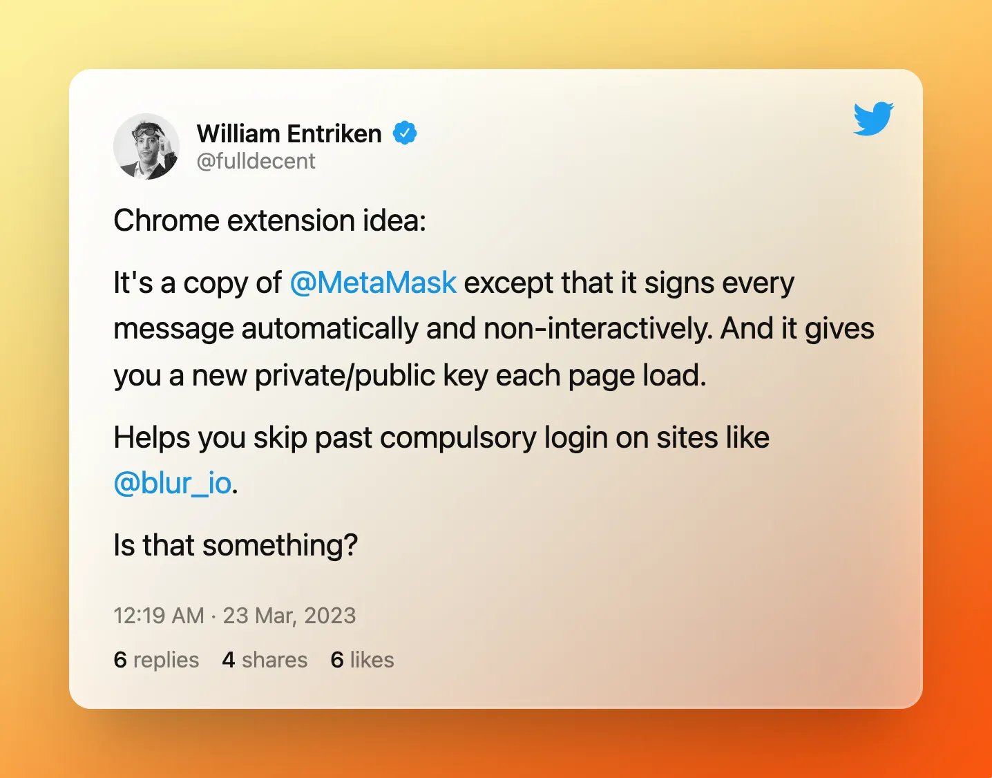 Chrome Extension Ideas on Twitter: "A chrome extension that acts as a proxy for metamask ...