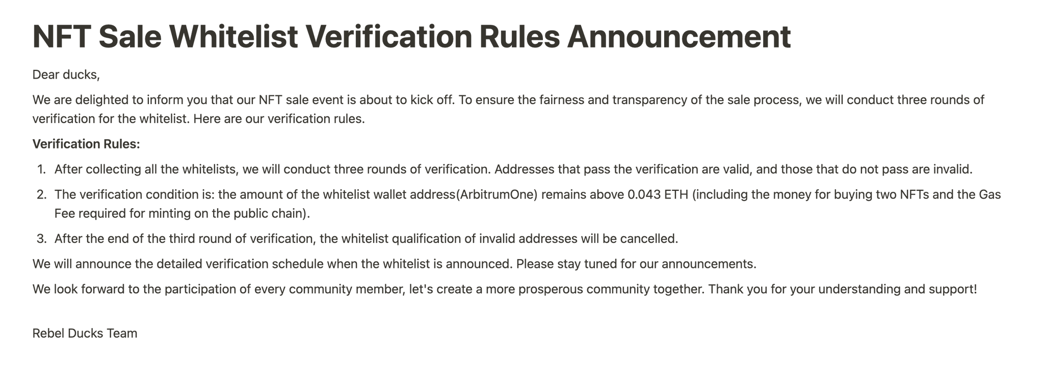 RebelDucks on Twitter: "⚠️ Important Announcement ⚠️ If you are or will be a whitelist user ...
