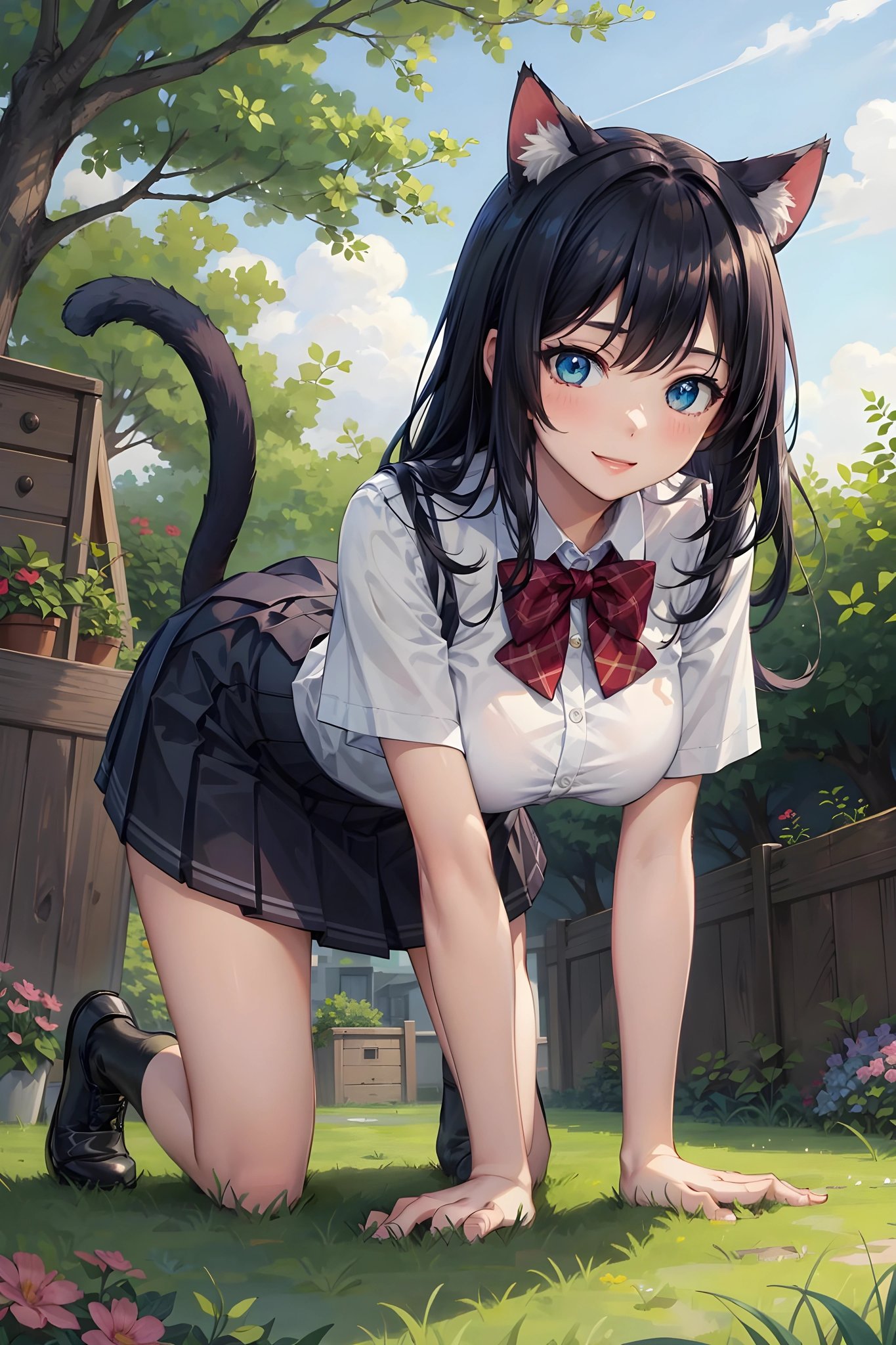DarkZ@AIart on Twitter: "「にゃ🐾、私の制服は好きですか？にゃ」🐱 "Meow🐾, do you like my school uniform? Nya"🐱 #AI ...