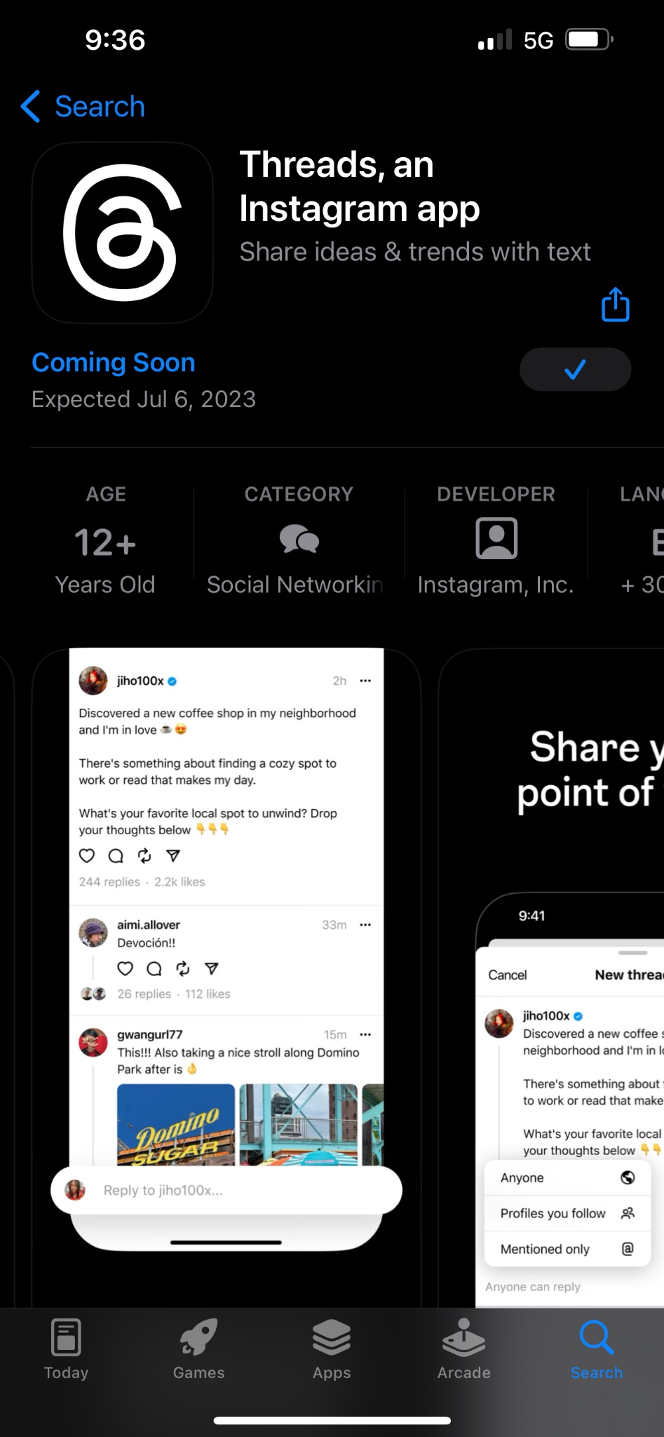 Alexander Panetta on Twitter: "Here’s Meta’s would-be Twitter-killer app on the Apple store ...