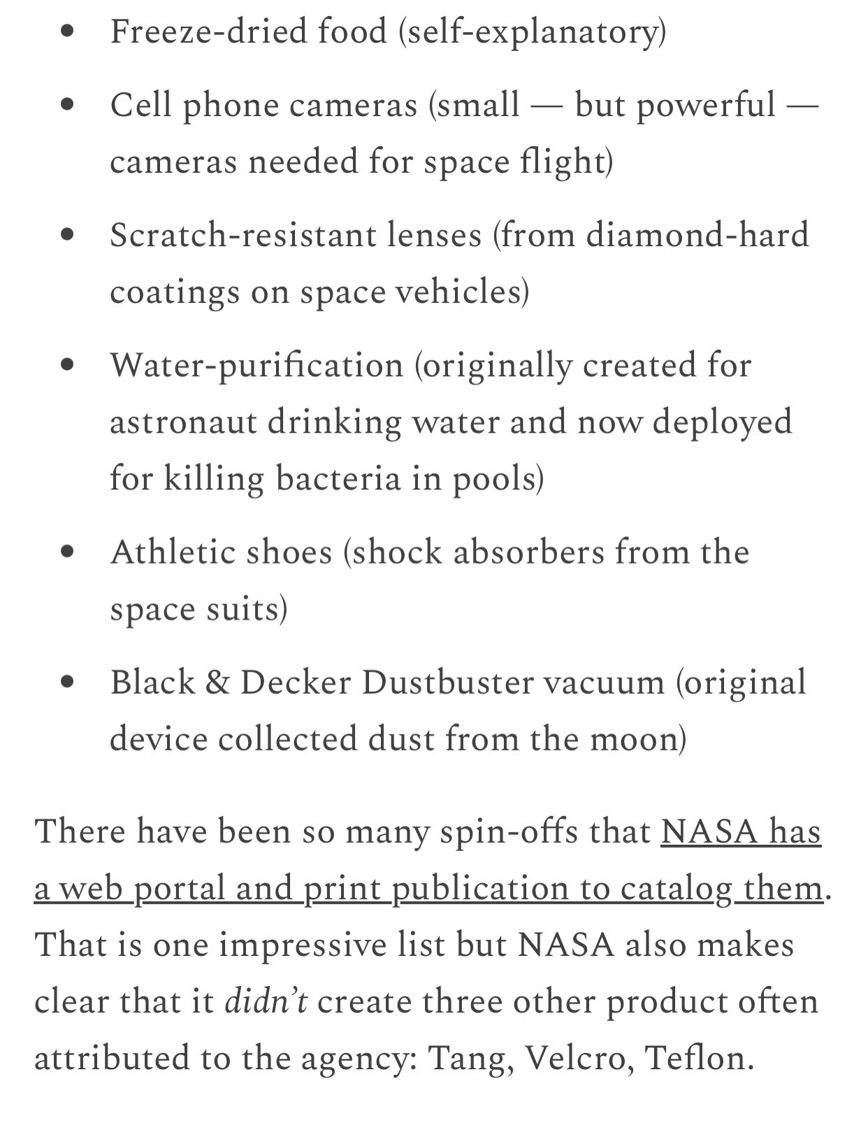 Types Of Nasa Spin Offs