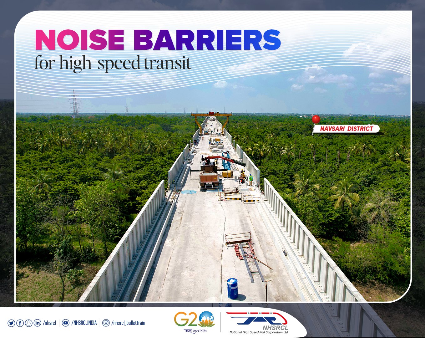 NHSRCL on Twitter: "Noise barriers installation work has been going on either side of the ...