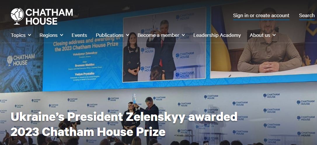 林溪鸣 on Twitter: "chatham house prize. 2023查塔姆年度奖颁给了泽伦斯基，有兴趣的可以去翻翻历年都是些什么人获得这个奖。 顺便说一下中国的“一带一路”的 ...