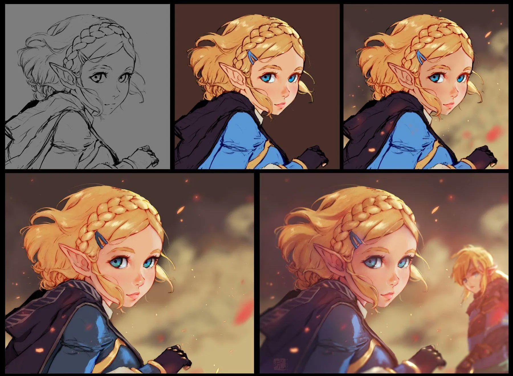 Cubebrush on Twitter: "Zelda, by Mitsu. Steps, video, brushes and more available in Mitsu's ...