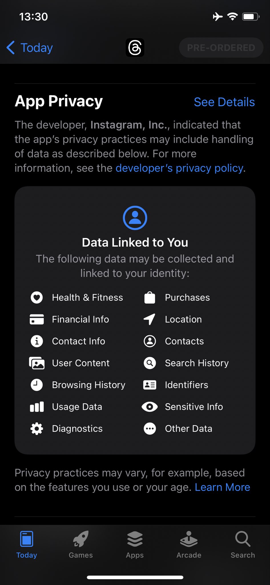 Mysk 🇨🇦🇩🇪 on Twitter: "The privacy nutrition label of Threads will definitely keep us busy in ...