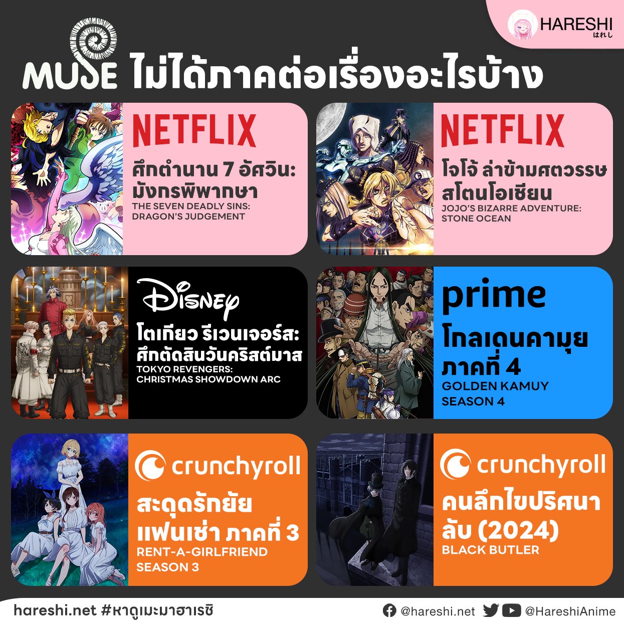Hareshi.net | เว็บหาเมะถูกลิขสิทธิ์ on Twitter: "MUSE ไม่ได้ภาคต่อเรื่องอะไรบ้าง? เราขอสรุปไว้ ...