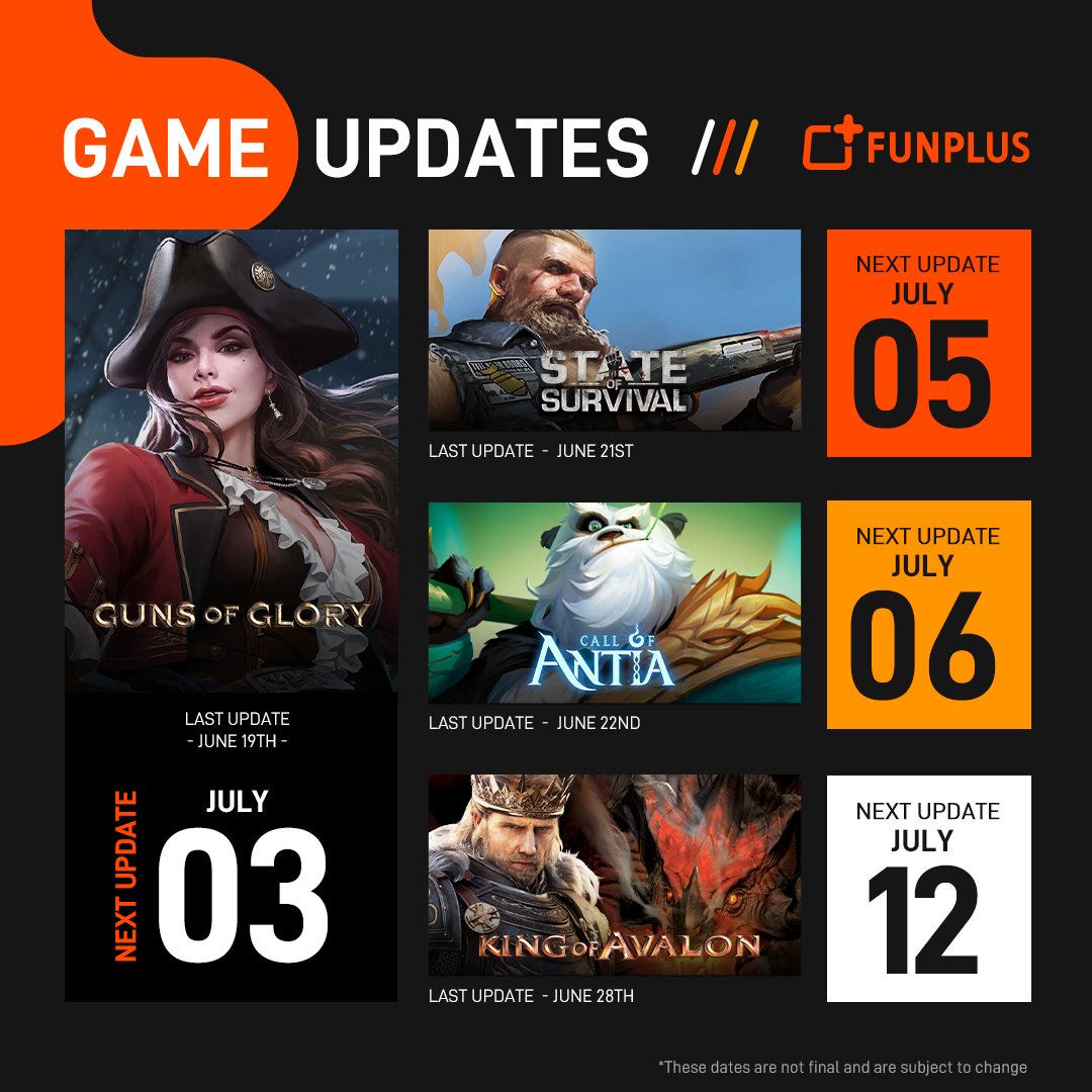 FunPlus on Twitter: "📢Stay ahead of the game with State of Survival, King of Avalon, Guns of ...