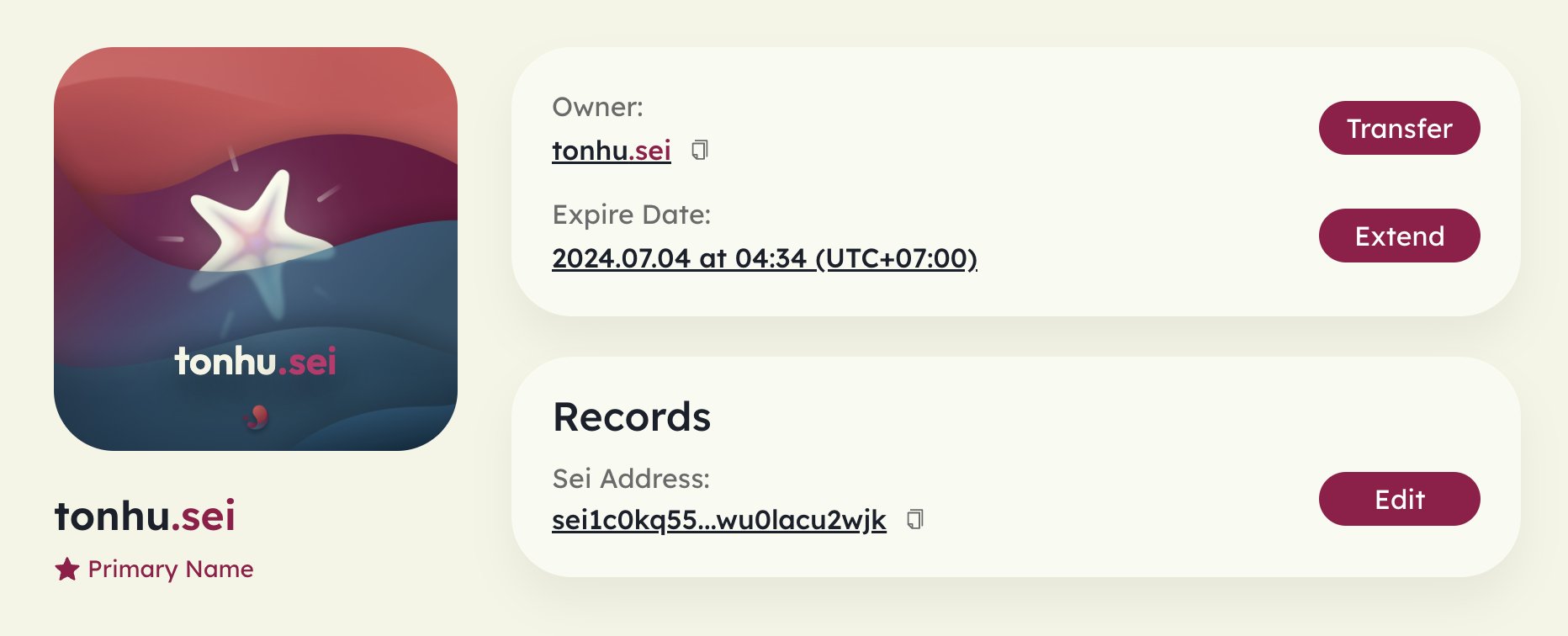 Tố Như on Twitter: "🎉🎉🎉Mint Domain .sei Ae mint domain .sei từ partner chính thức của #Sei là ...