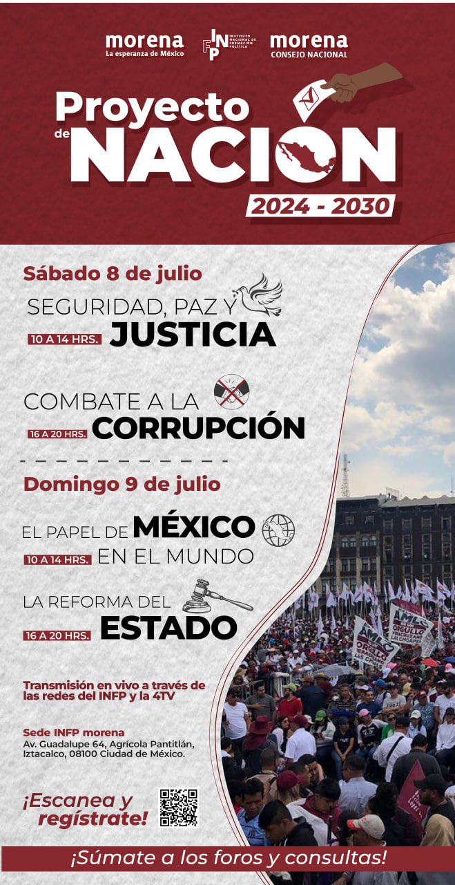 INFP Morena on Twitter: "PROYECTO DE NACIÓN 2024-2030 🇲🇽 A través de un ejercicio democrático ...