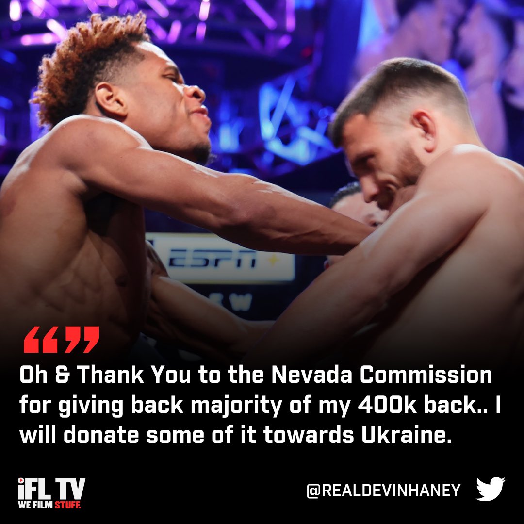 IFL TV on Twitter: "Devin Haney has announced on Twitter that he will donate some of the $375k ...