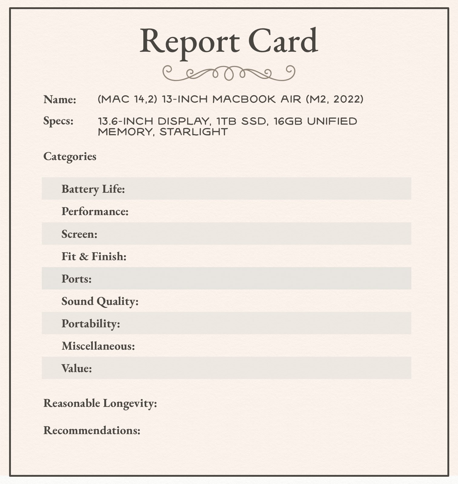 Basic Apple Guy on Twitter: "Working on an M2 MacBook Air Report Card ahead of its 1st ...