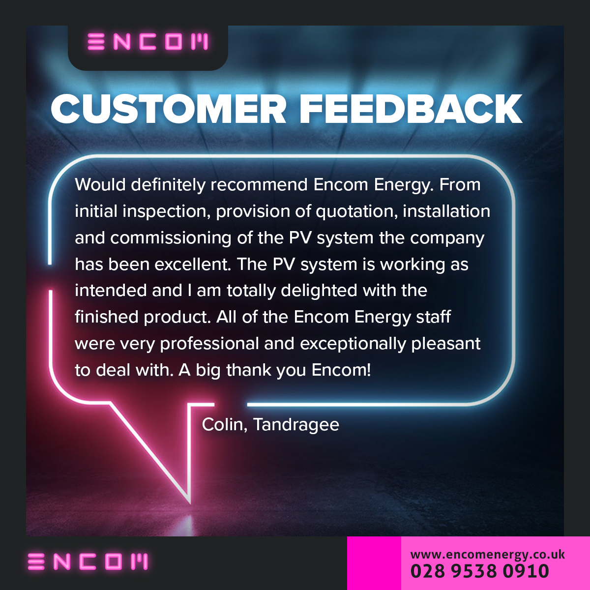 Encom Energy on Twitter: "At Encom, we love hearing from our happy customers! Colin in Tandragee ...