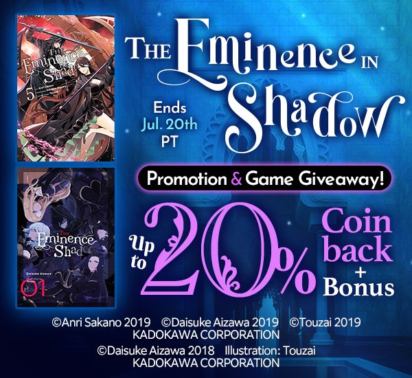 BOOK☆WALKER Global on Twitter: "We are celebrating "The Eminence in Shadow" Series & Game with a ...