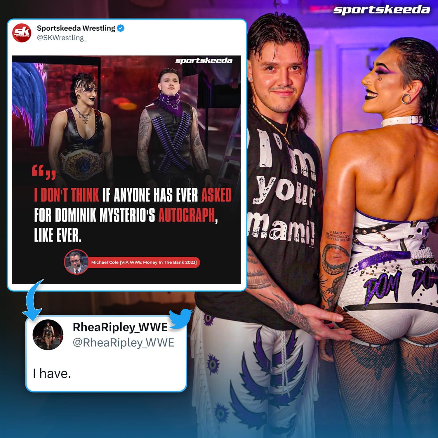 Sportskeeda Wrestling on Twitter: "Mami - 1 Cole - 0 #WWE #RheaRipley #DominikMysterio https://t ...